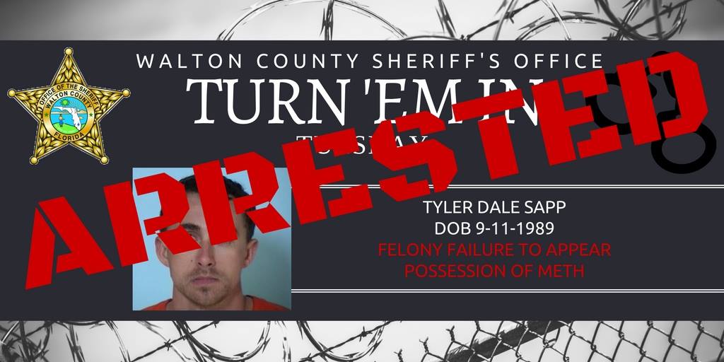 UPDATE: TURN ‘EM IN TUESDAY – TYLER DALE SAPP ARRESTED | Walton County ...