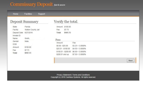 Inmate Commissary Funds | Walton County Sheriff's Office, FLWalton ...